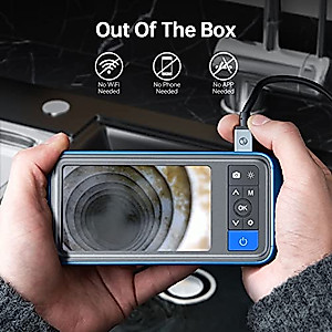 50FT Endoscope Borescope, Teslong Dual Lens Sewer Inspection Camera with 4.5'' Screen, Waterproof Snake Cable, LED Lights, 1080P Fiber Optic Scope Camera for Home Wall Duct Drain Pipe Plumbing