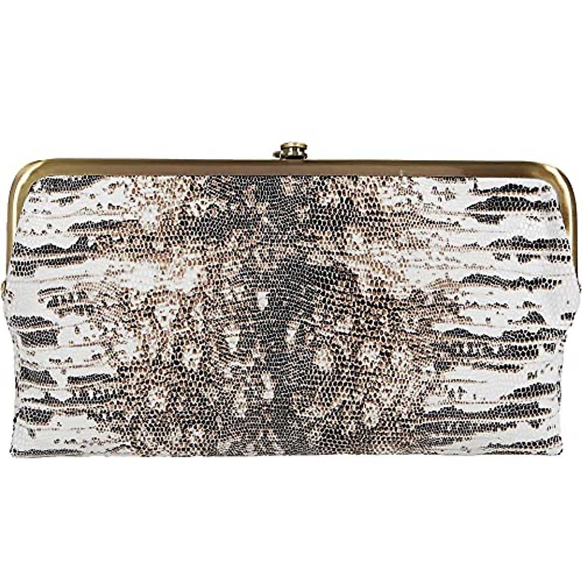 HOBO Lauren Leather Clutch For Women - Clasp Closure, Three Card Slots, Zip Pocket, and ID Holder Bag Lizard Print One Size One Size