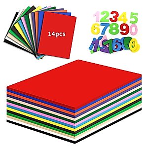 Zzrywuty 14 Pack EVA Craft Foam Sheets 7x11 Inch Color Foam Paper for Crafts, 2mm Thick, 14 Colors Foam Craft Sheets for Arts DIY Handcraft Preschoolers Classroom