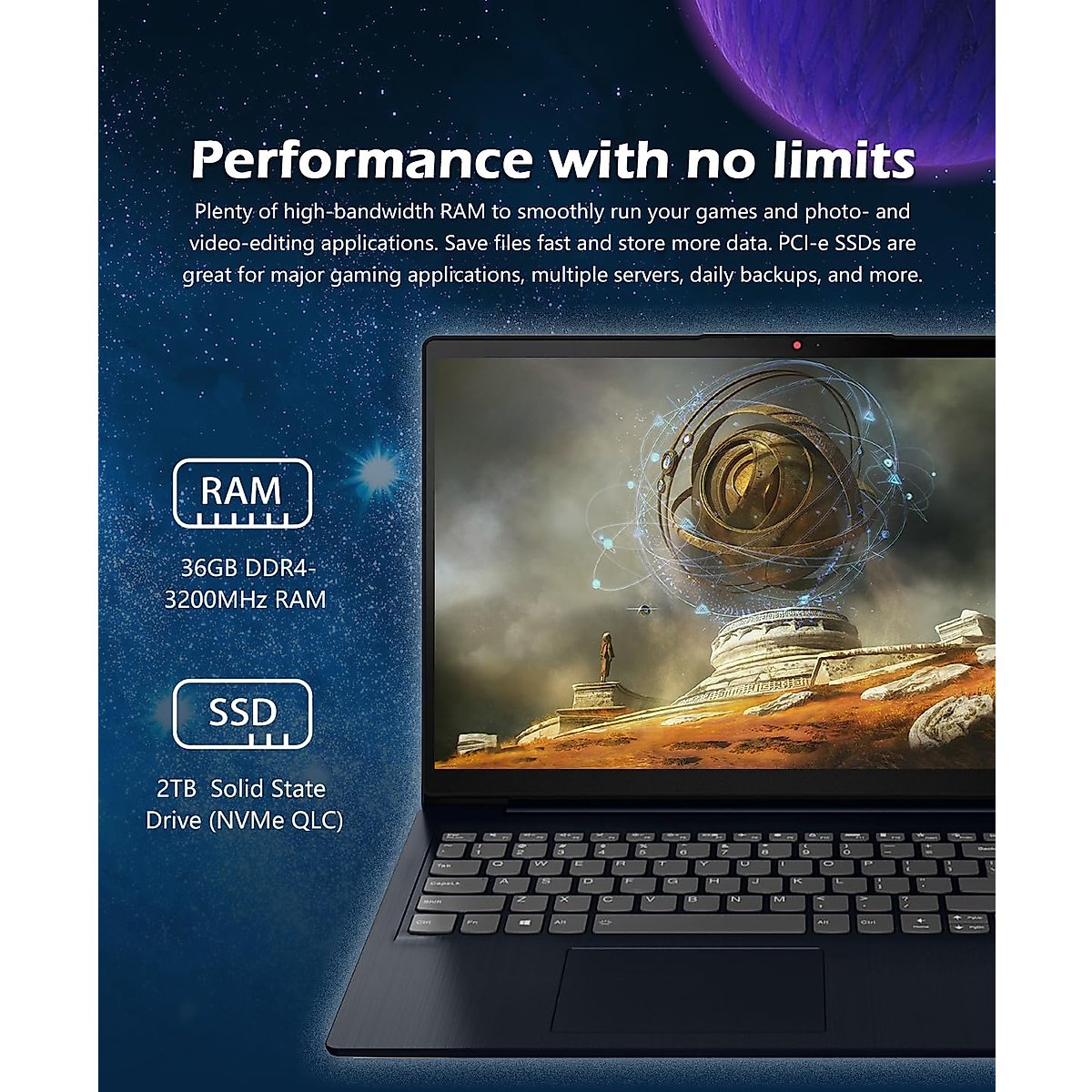Lenovo Ideapad 3i 15.6" FHD Touch Laptop for Business, Student, Intel 11th Generation Core i5, 36GB DDR4 Memory, 2TB SSD, Intel Iris X Graphics, HDMI, Windows 11,Abyss Blue, W/GaLiMu