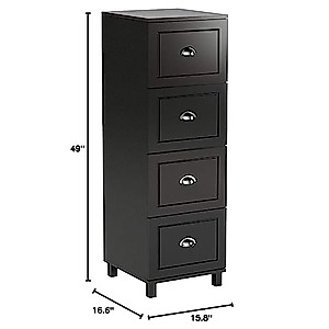 Target Marketing Systems Bradley Collection File Cabinet, Modern Document Organizer, Printer Stand for Home, Office and Study Room, 4 Drawer, Midnight Black