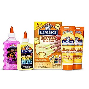 Elmer’s Butter Slime Kit, Includes Elmer’s Glow in The Dark Glue, Elmer’s Glitter Glue, Elmer’s Butter Slime Activator, 4 Count