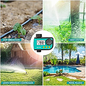 RESTMO Water Timer, 7 Day Programmable Sprinkler Timer, Digital Hose Timer with 4 Separate Program, Ideal for Garden Lawn & Outdoor Plant Watering and Drip Irrigation System, Automatic/Manual Control