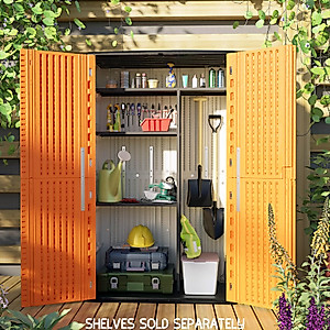 ADDOK Metal Shelve Laminate kit,Vertical Outdoor Storage Cabinet Specialized,68” x 46” x 15”(Black)