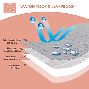 ACRABROS Baby Bassinet Sheets-2 Pack Waterproof Baby Bassinet Sheets-2 Pack Bassinet Sheet Set-Leakproof Quilted Padded,Ultra Soft, Gray & Pink