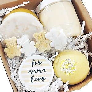 Mama Bear Spa Gift Set. Baby Shower Gifts for New Moms. Pampering Boxed Set for Mothers to Be