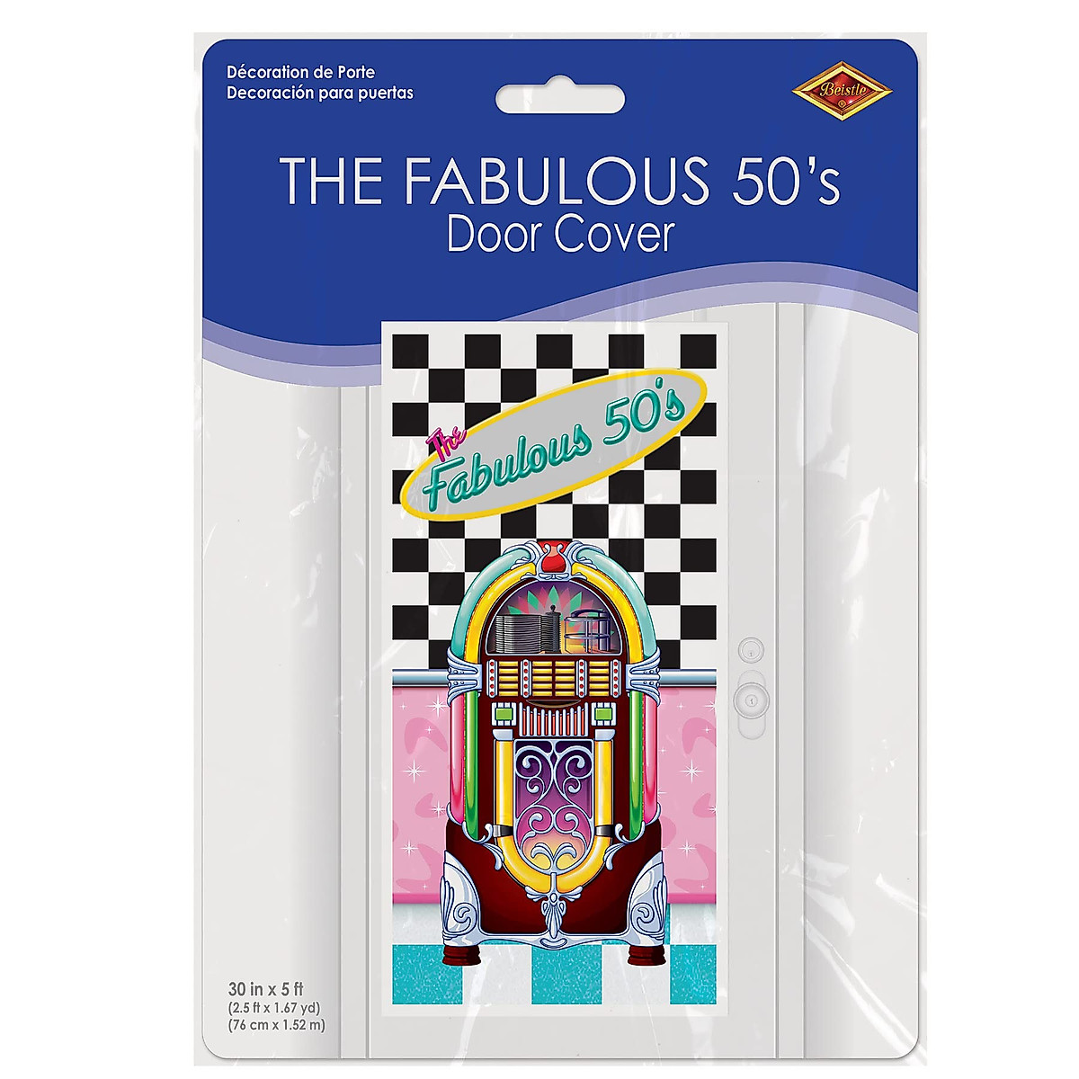 The Fabulous 50's Door Cover Party Accessory (1 count) (1/Pkg)