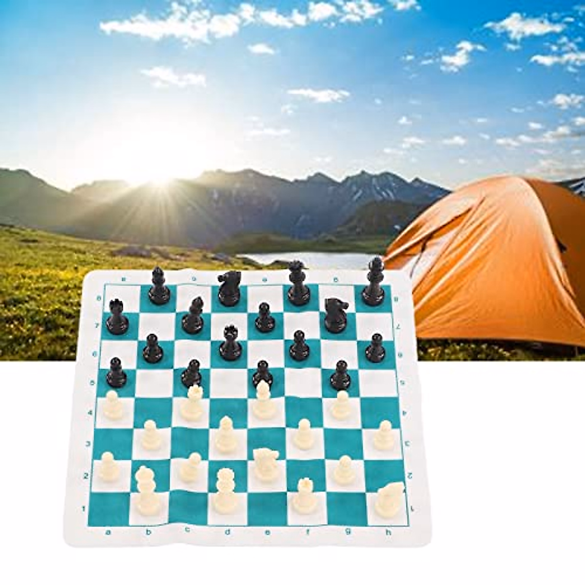 Kadimendium Travel Chess Set, Entertainment Game Light Increase Feelings Compact Roll Up Chess Board Set for Adults for Picnic for Travel(Wang Gao 65MM)