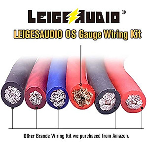 LEIGESAUDIO 0 Gauge Amp Wiring Kit Complete 0 AWG Amplifier Installation Wiring Kit - Car Subwoofer Wiring Kit Helps You Make Connections and Brings Power to Your Radio, Subwoofer and Speakers