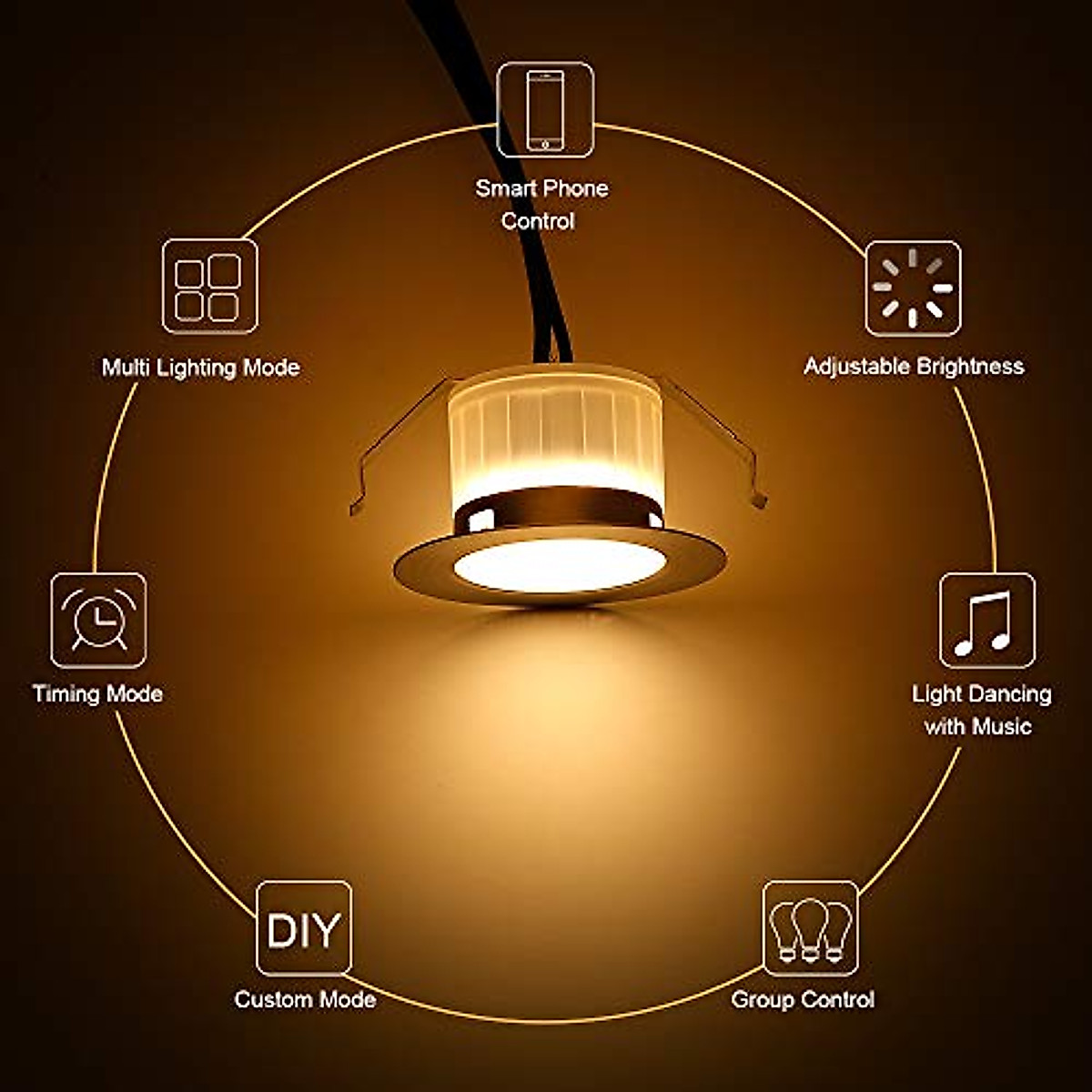 LED Deck Lights Kit Bluetooth Controlled, Sumaote 6 pcs Φ1.77" Low Voltage Recessed Deck Lighting Outdoor Waterproof Garden Landscape Soffit Stair Steps Warm White LED Lighting