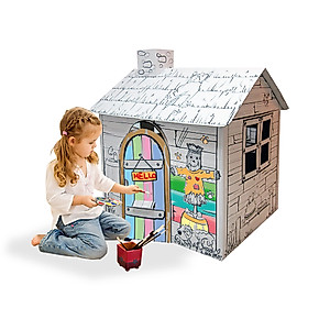 Adventure Awaits! Kids Cardboard Farm Playhouse - Color, Draw, and Customize - Great for Playtime and Arts-and-Crafts Time