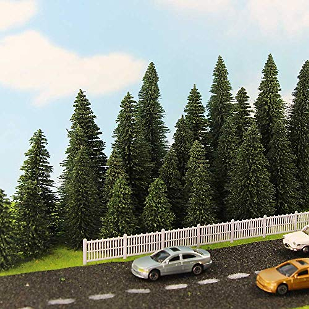 S0804 40pcs Dark Green Pine Model Cedar Trees 2.05-4.96 inch (52-126 mm) for Model Railroad Scenery Landscape Layout HO OO Scale New