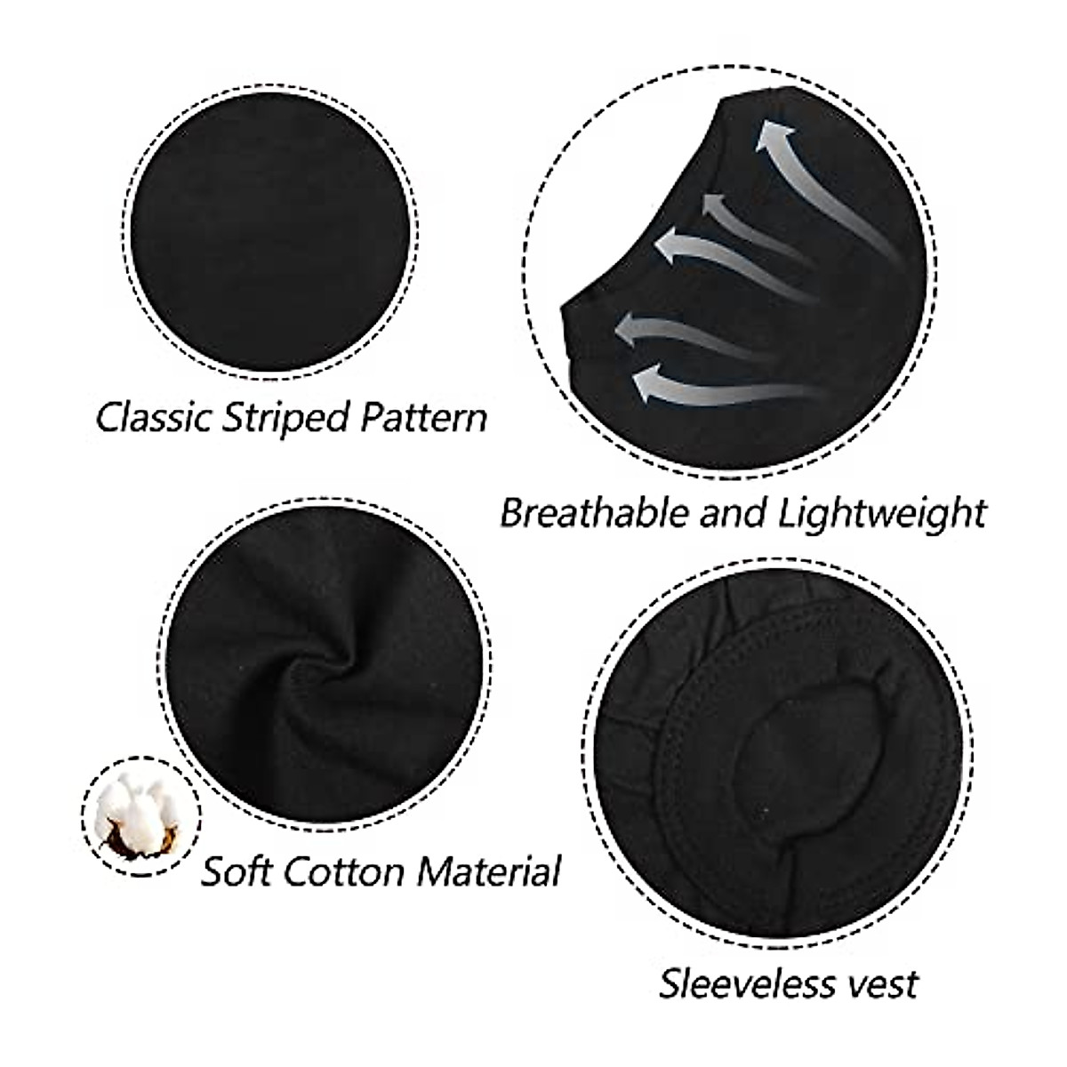 YAODHAOD Dog Shirts Clothes, 2pcs Plain Dog T Shirt Vest, Cotton Blank Dog Shirts Clothes, Soft and Breathable Pet Apparel Outfits (18" Chest, Black+White)