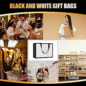 Black and White Gift Gift Bags , YACEYACE 10Pcs 10.5"x4.25"x8" White and Black Gift Bags with Ribbon Handles Black Gift Bags Bulks White Paper Gift Bags Black and White Gift Bags for Party, Wedding, Birthday, Baby Shower