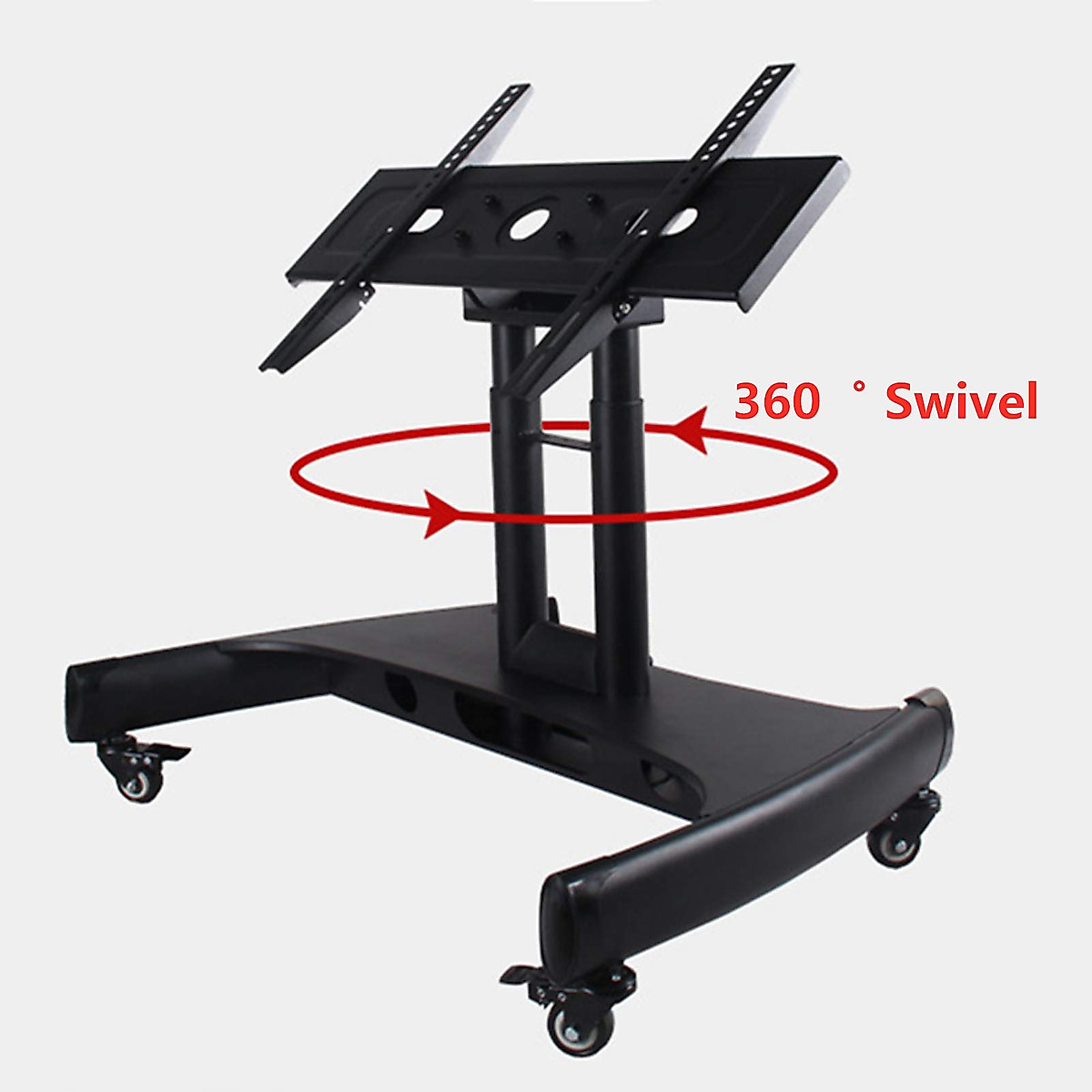 BIGalleons Mobile TV Mount Stand, Low Height Monitor Cart with Wheels for 32-65 inch Flat Curved Screen TV, LED LCD, Height Adjustable, 90°Adjustable Viewing Angle