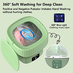 Portable Washing Machine, High Capacity Mini Washing Machine with Blue Light and 3 Modes for Deep Cleaning, Half Automatic Small Washer for Socks,Baby Clothes,Towels,Underwear or Small Items(Green)