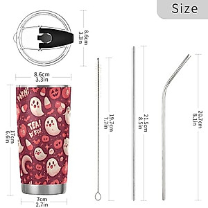 Cartoon Cute Pink Halloween Pumpkin Unique Stainless Steel vacuum insulated water bottle with Straw Leak Resistant Flip coffee mugs for camping modern insulated tumbler vasos para agua gym 20oz