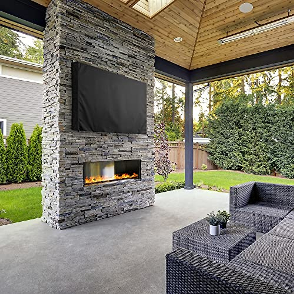 KHOMO GEAR Outdoor TV Cover - Panther Series - Universal Weatherproof Protector for 60 - 65 Inch TV - Fits Most Mounts & Brackets, Black