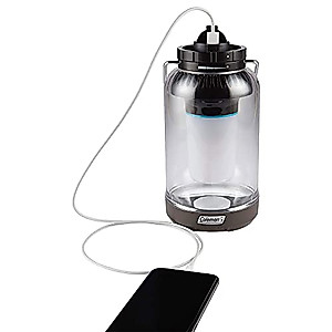 Coleman OneSource 1000 Lumens Water Resistant LED Outdoor Camping Lantern w/Rechargeable Battery, USB Port for Devices, & Internal Flashlight (2 Pack)