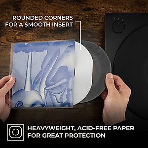 Big Fudge Vinyl Record Inner Sleeves 100x | Made from Heavyweight & Acid Free Paper | Album Covers with Round Corners for Easy Insert | Slim Record Jackets to Protect Your LPs & Singles | 7"