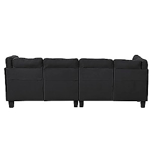 Casa Andrea Milano Modern Sectional Sofa L Shaped Couch with Reversible Chaise, Large Living Room Furniture, Black