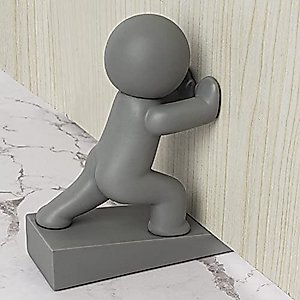 Cute Door Stopper, Buddy Decorative Door Stop, Protects Your Floors (Gray, 1 Pack)
