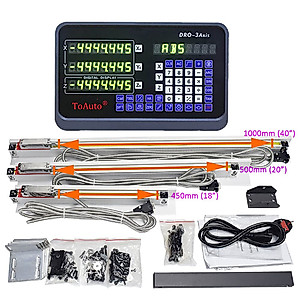 DRO 3 Axis Digital Readout Display +3pc Glass Linear Scale for CNC Mill Lathe Machine (450+500+1000)