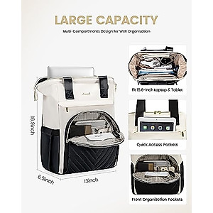 LOVEVOOK Laptop Backpack for Women, 15.6 Inch Work Laptop Bag，Waterproof Teacher Nurse Bag with USB Port,Fashion Travel Bag Business Computer Backpack Purse for College