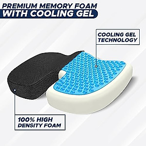 EcoNour Gel Seat Cushion for Pressure Relief | Office Chair Gel Cushion for Sciatica Pain Relief | Anti-Slip & Foam Coccyx Cushion for Tailbone & Lower Back Pain | Ergonomic Orthopedic Seat Cushions