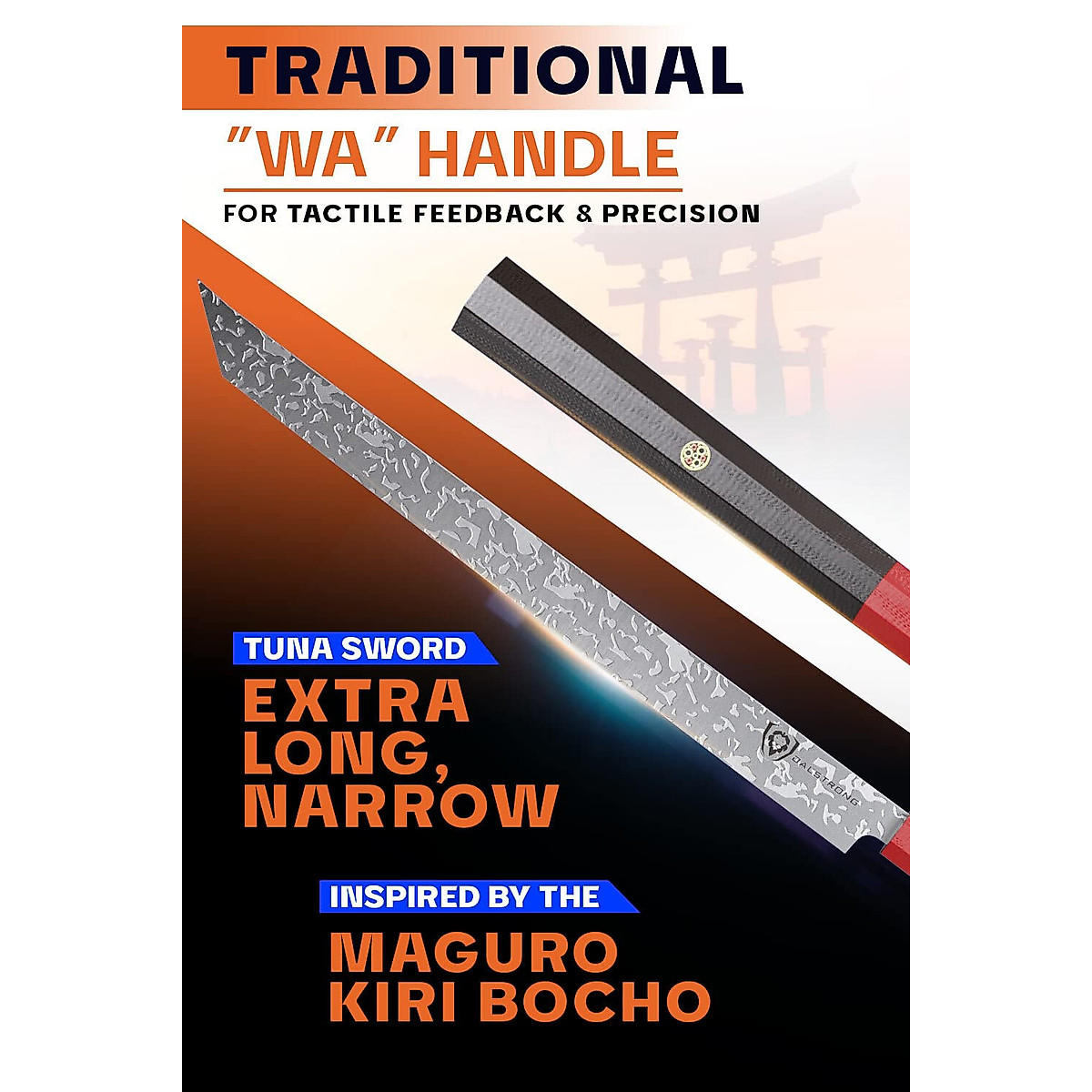 Dalstrong Slicing Tuna Knife - 17 inch Single Bevel Blade - RONIN Series - Japanese AUS-10V Damascus Kitchen Knife - Razor Sharp - Slicer - Red Rosewood Handle - w/Sheath