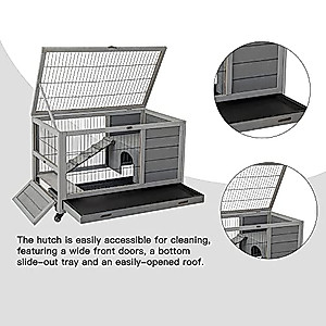 Rabbit Hutch Guinea Pig House Rabbit Cage for Small Animals 35.4"x20.87"x20.75"