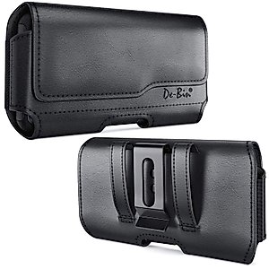 DeBin Holster for iPhone 14, 14 Pro, 13 Pro, 13, 12 Pro, 11, XR, Galaxy S22, S21, S20, S10, Google 7, Belt Case with Belt Clip Cell Phone Belt Holder Pouch Cover (Fits Phone with Otterbox Case) Black