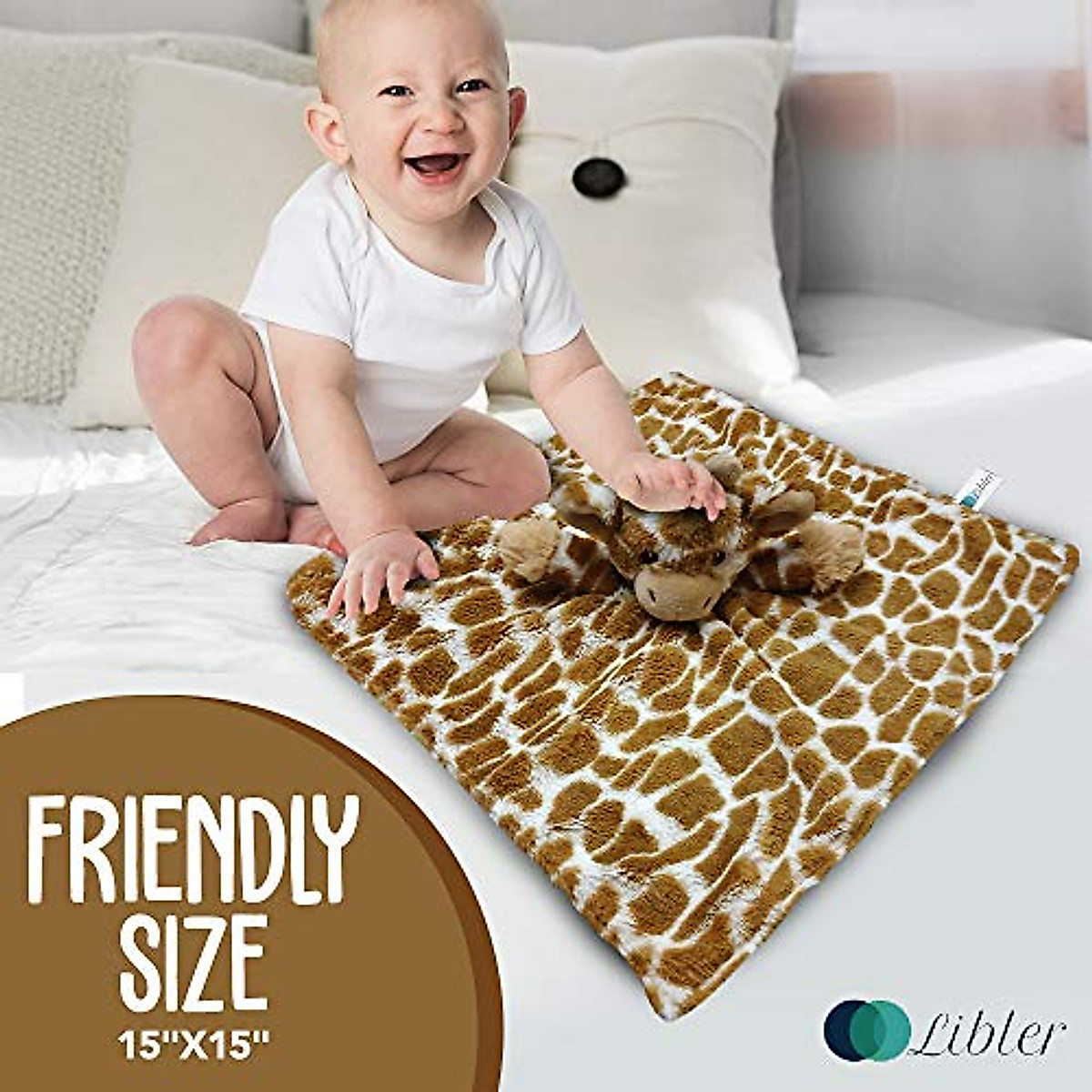 LIBLER Giraffe Baby Security Blanket, Loveys for Babies 15 inches, Plush Baby Blanket, Animal Baby Blanket, Animal Blankets for Babies, Security Blankets for Babies, Baby Blankets Unisex