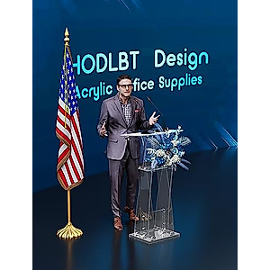 HODLBIT Upgraded Acrylic Podium Stand, Pulpits for Churches, 47.5inch Modern Lecterns & Podiums with Storage Shelf for Classroom, Weddings, Professional Presentation Podiums, Easy Assembly