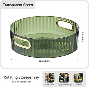 360 °Rotating Lazy Susan Organizer, 9" Large Green Turntable Organizer for Spice Rack, Cabinet, Kitchen Countertop Cupboard, Acrylic Bathroom Counter Organizer for Candle, Lotion Bottle, Cosmetics