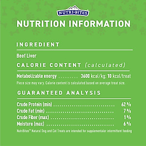 (Pack of 3) Nutri Bites Freeze Dried Beef Liver Dogs&Cats Treats 17.6 oz