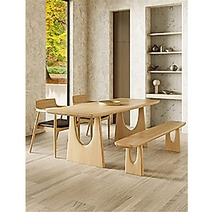 NIUYAO Solid Wood Dining Table Rectangle Modern in Nature with Double Pedestal Table Only for Dining Room Kitchen Leisure Table -71" L x 31.5" W x 29.5" H