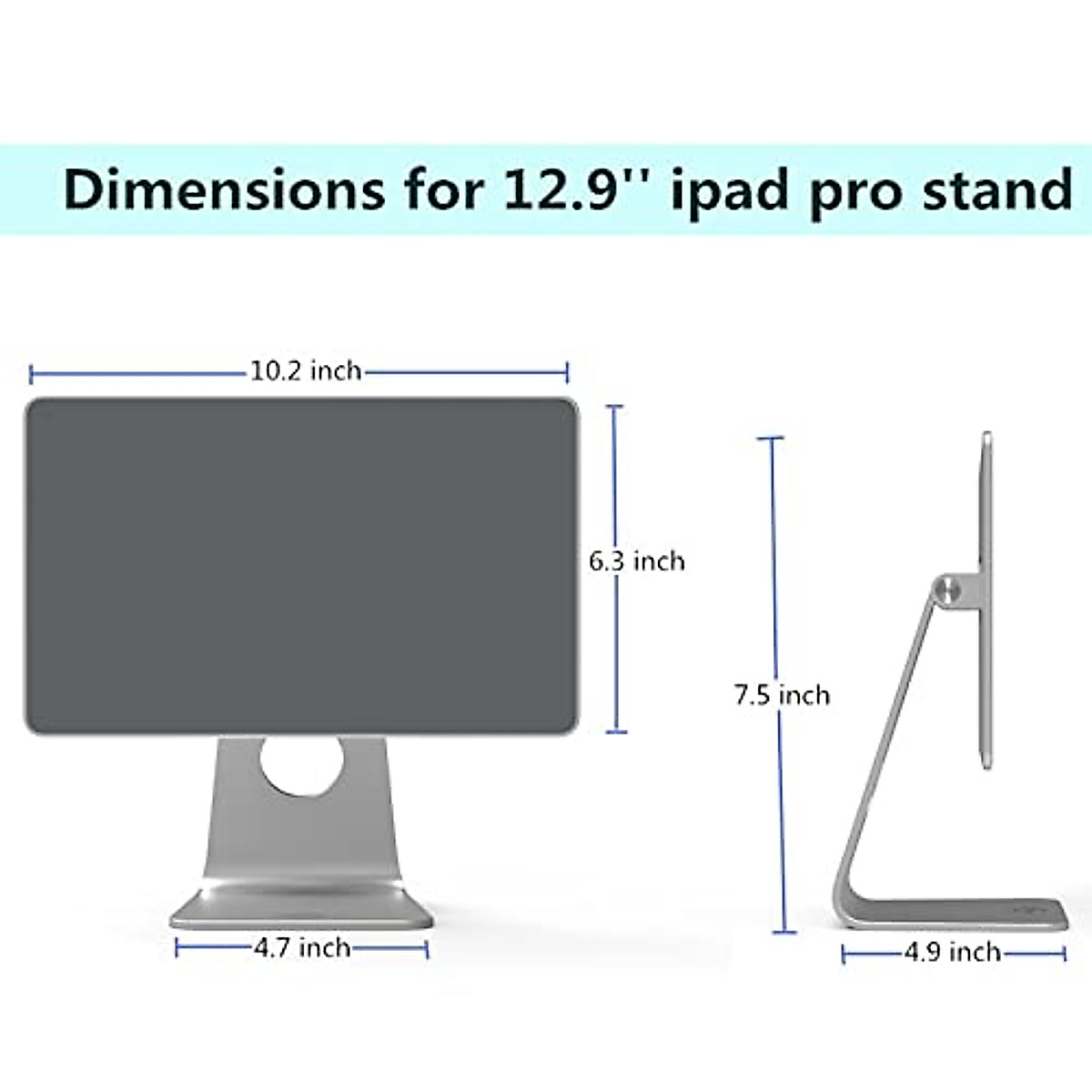 KABCON Magnetic Stand for iPad Pro 12.9,360¡ã Rotating Floating Magnetic Stand Holder for iPad Pro 12.9 3rd/4th/5th Generation-Silver ¡­