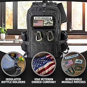 ActiveDoodie Dad Gear - Dad Diaper Bag for Men with Waterproof Changing Pad, Removable Dad Patches, Mens Diaper Bag, Black