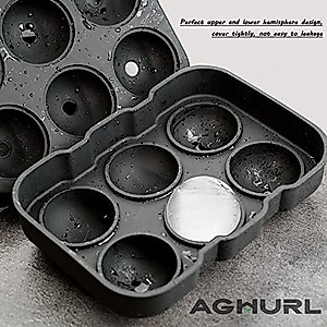 AGHURL Ice Cube Trays, Silicone Ice Ball Maker with Lids, Large Ice Cube Molds for Whiskey, Cocktails & Bourbon, Reusable & BPA Free