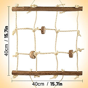 Bird Rope Perch, Natural Wooden Bird Rope Climbing Net Toys, Durable Hanging Bird Parrot Toy for Parakeet Cockatoos Cockatiel Lovebirds and Amazon Parrot