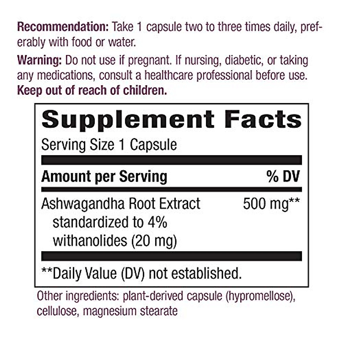 Nature's Way Ashwagandha Reduces Stress* Adaptogenic* Vegan 60 Capsules