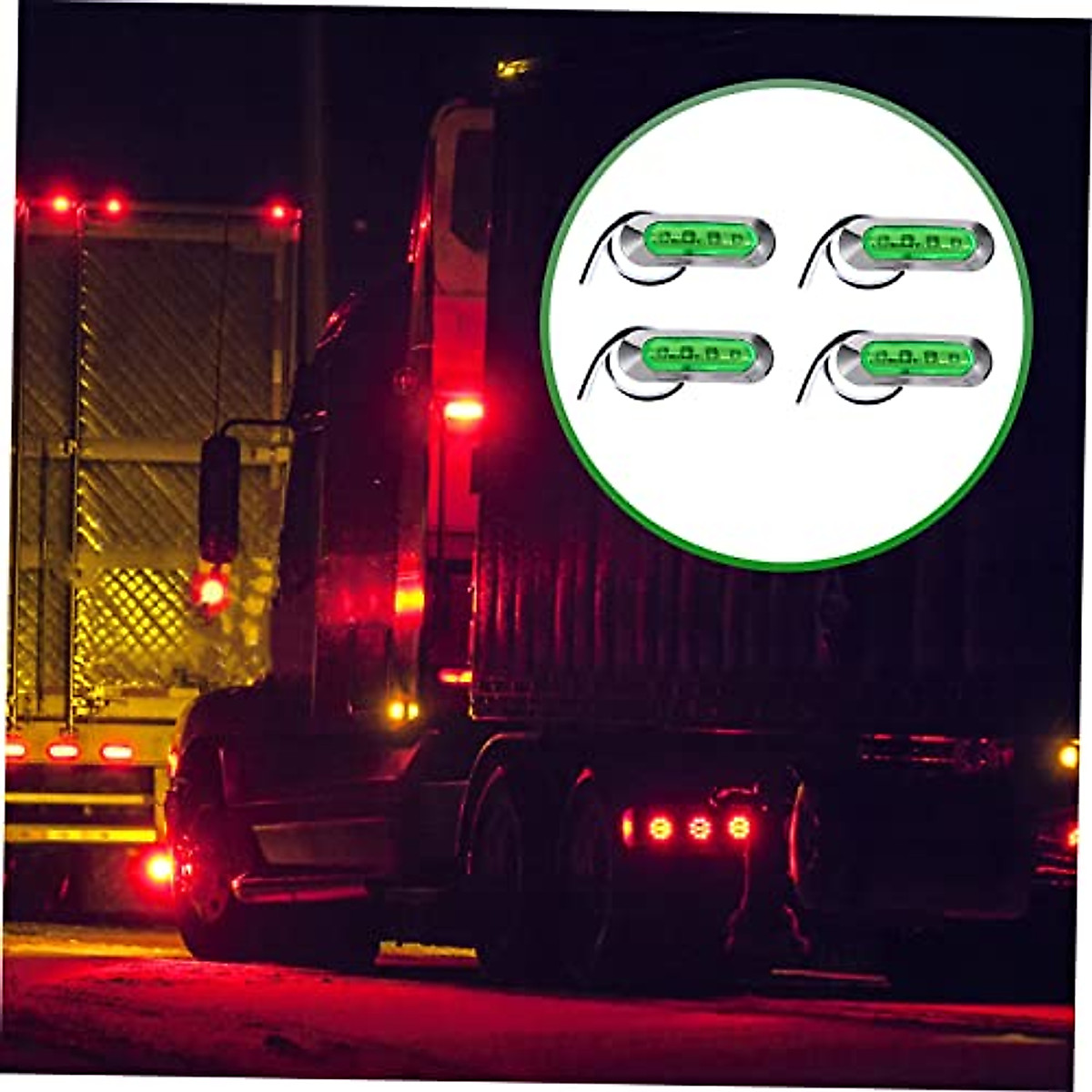 Mikinona 4pcs Boat Trailer Kit Turning Light Trailer Side Light Signal Side Marker Light Abs Truck Green LED Truck Tail Truck Indicator Light