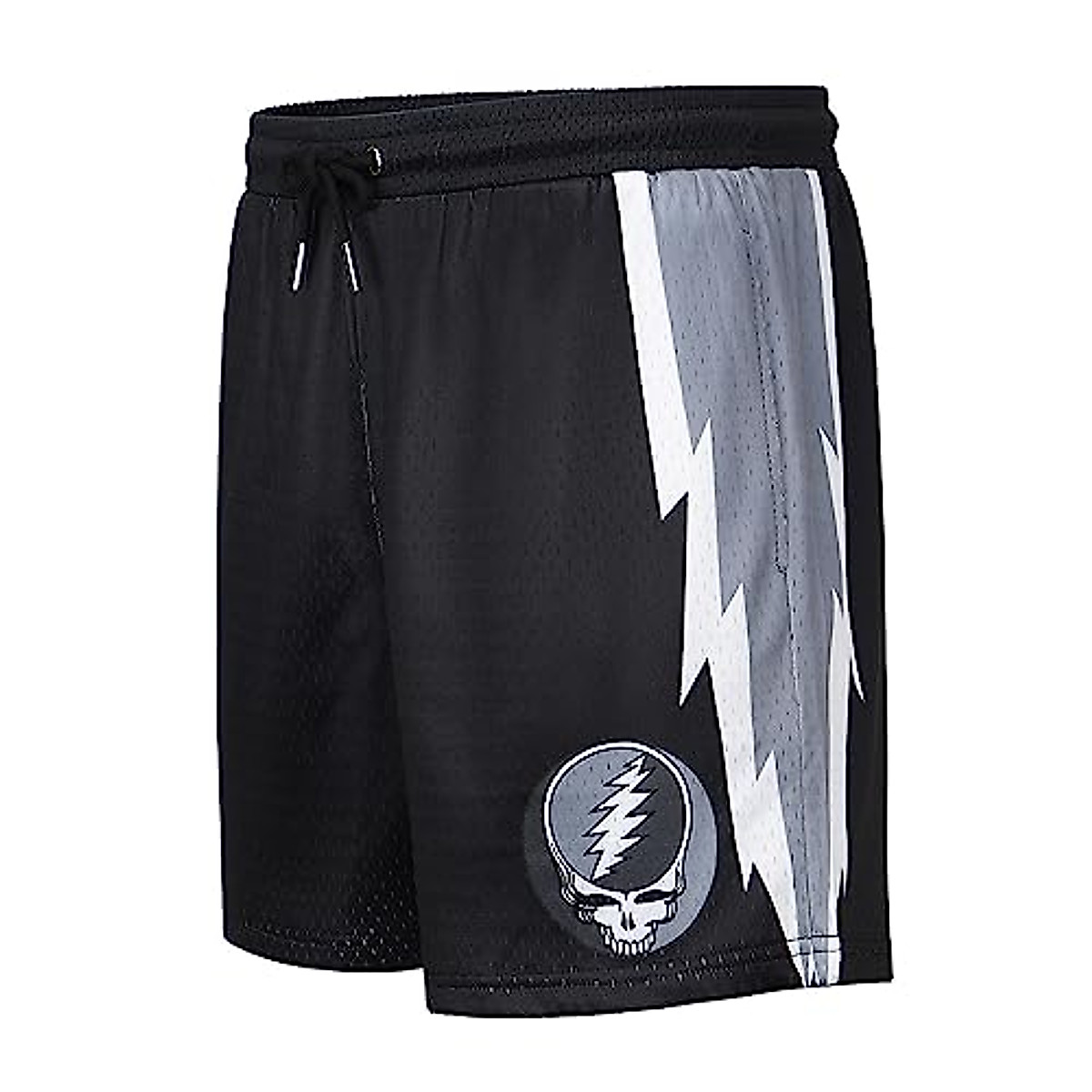 SEC.119 Grateful Dead Steal Your Face Mesh Shorts | Black & White Officially Licensed Apparel | Large