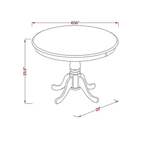 East West Furniture ANKE3-LWH-W Dining Room Table Set, 3-Pieces