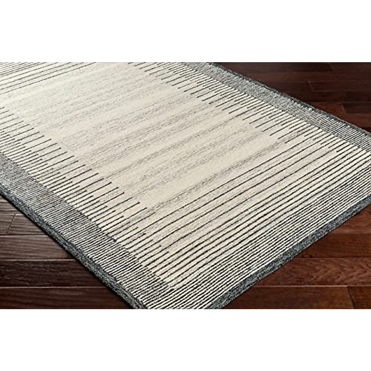 Hauteloom Omeo Wool Living Room, Bedroom Area Rug - Contemporary - Beige, Blue, Black - 8' x 10'