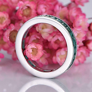 BeBold 2ct Princess Cut Created Green Emerald Channel Set Full Eternity Band White Gold Plated