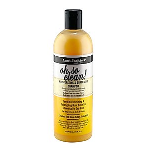 Aunt Jackie's Curls and Coils Oh So Clean Deep Moisturizing and Softening Hair Shampoo for Natural Curls, Coils and Waves, Enriched shea Butter, 12 oz
