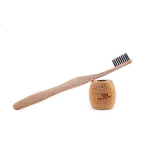 Knotty Brush Bamboo Toothbrush with Soft Bamboo Charcoal/Nylon Bristles - Natural, Eco-friendly, Plant-Based, Vegan - Adult Size - 4 Pack