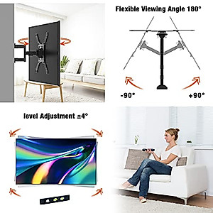GINKGO TV Wall Mount for Most 26-55 Inch TVs, Full Motion TV Mount with Swivel, Tilt and Extension Arm, Wall Mount TV Bracket Single Stud Center Angle Design, Max VESA 400x400mm